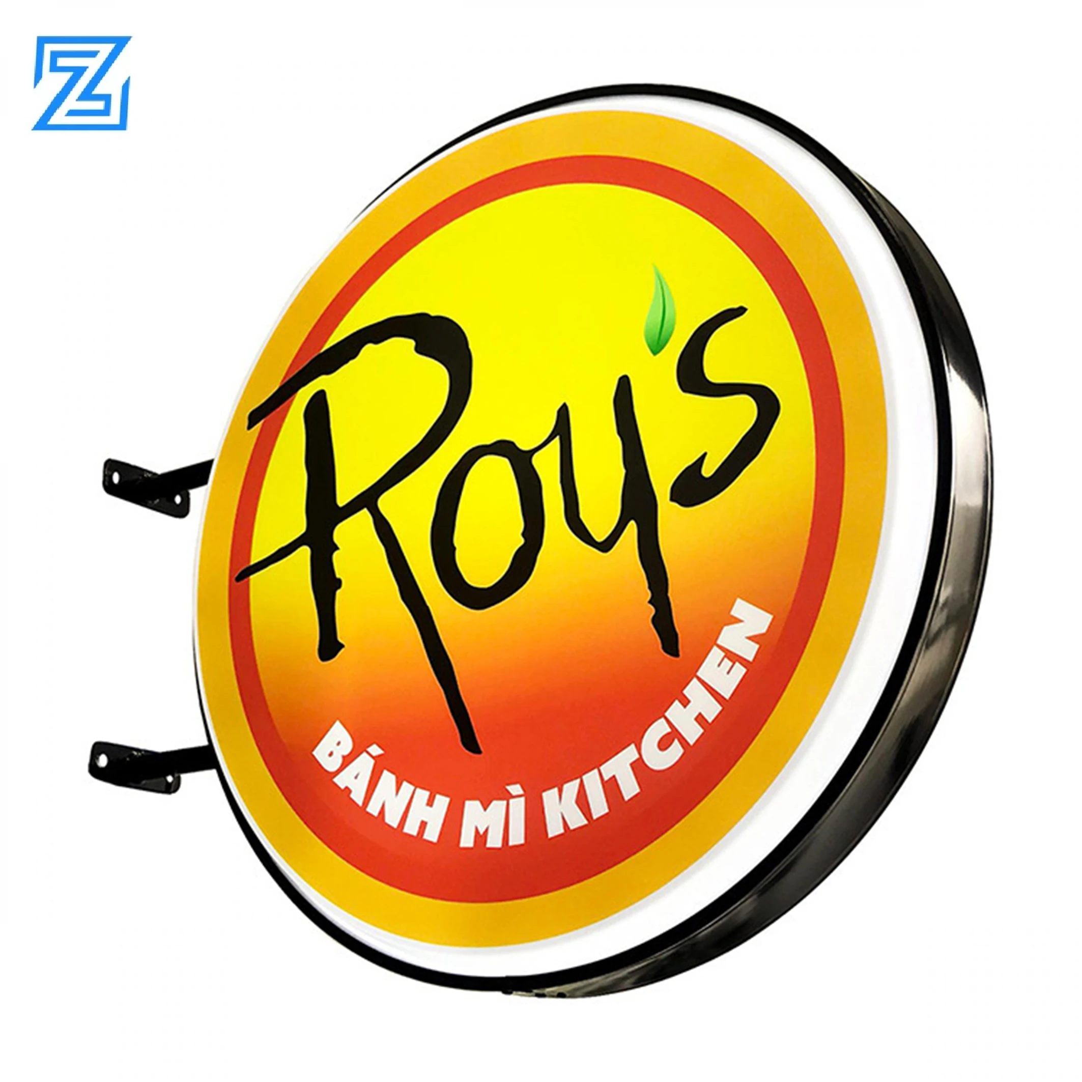 Custom Wall Side Hanging Board Circle Mounted Signboard Two Sides Led ...