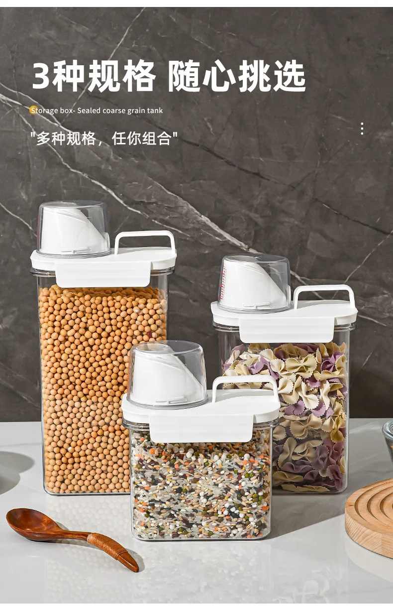 Grain Transparent Tank Rice Barrel Eco Friendly Plastic Bulk Food ...