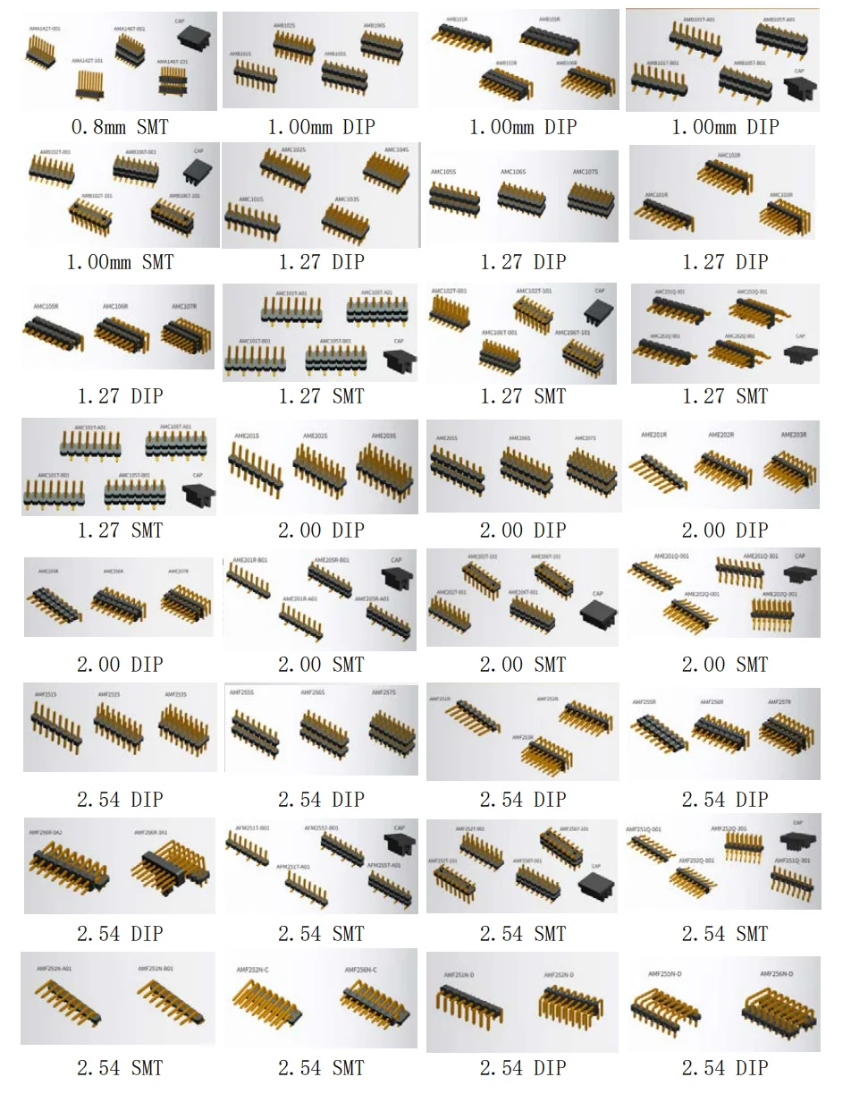 Pogo Pins Connectors Pcb Board Electronics Spare Parts 2.54mm Pitch Pin ...