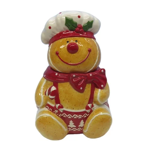 Joinste- Gingerbread Man Jar For Kids Christmas Ceramic Candy Cookie ...