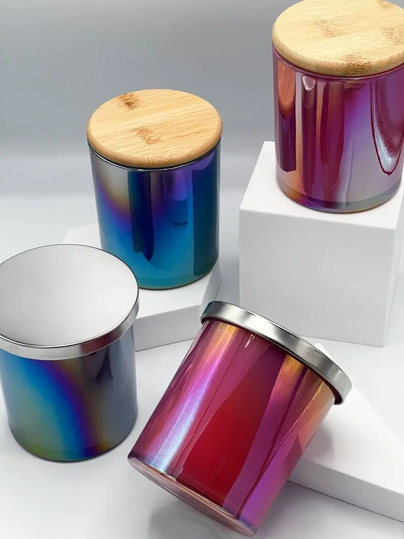 Unique Pink Iridescent Candle Jar Bulk Luxury 200ml Round Bottom ...