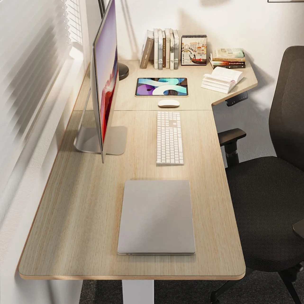 L Shape Adjustable Desk - Modern, Height-Adjustable Office Furniture