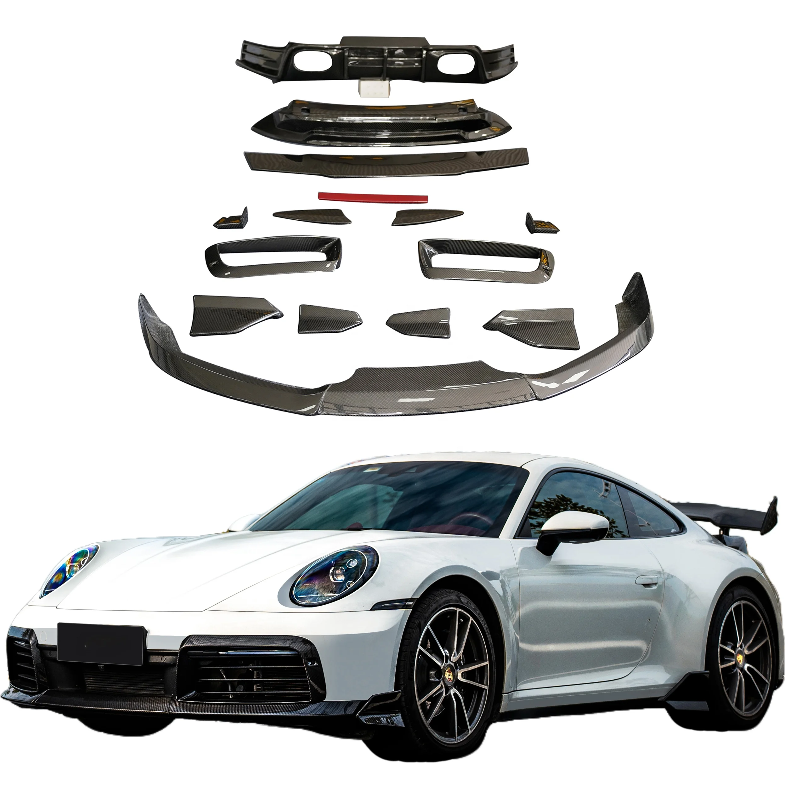 Dry Carbon Fiber Body Kit For Porsche 992 Turbo S Bodykit Front Lip ...
