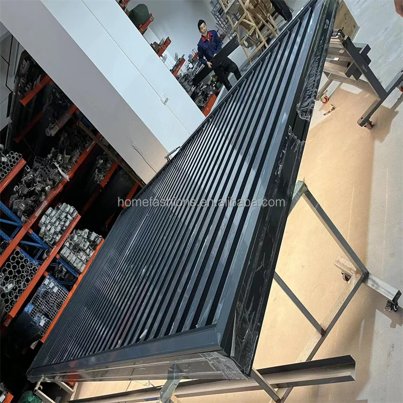 Outdoor Aluminium Canopy Waterproof Electric Louver Opening Roof ...
