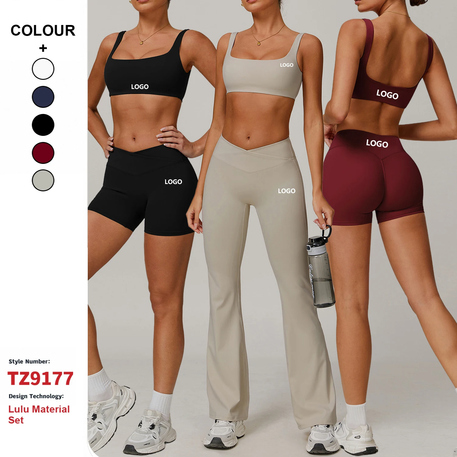Custom High Quality Active Wear Suits Gym Sportswear Women's High-waist Workout Pants Sport ...