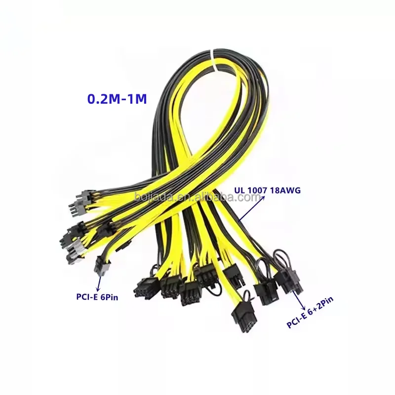PCI-E Pcie 6pin to 8pin GPU Power Cable - 18AWG 20-100CM