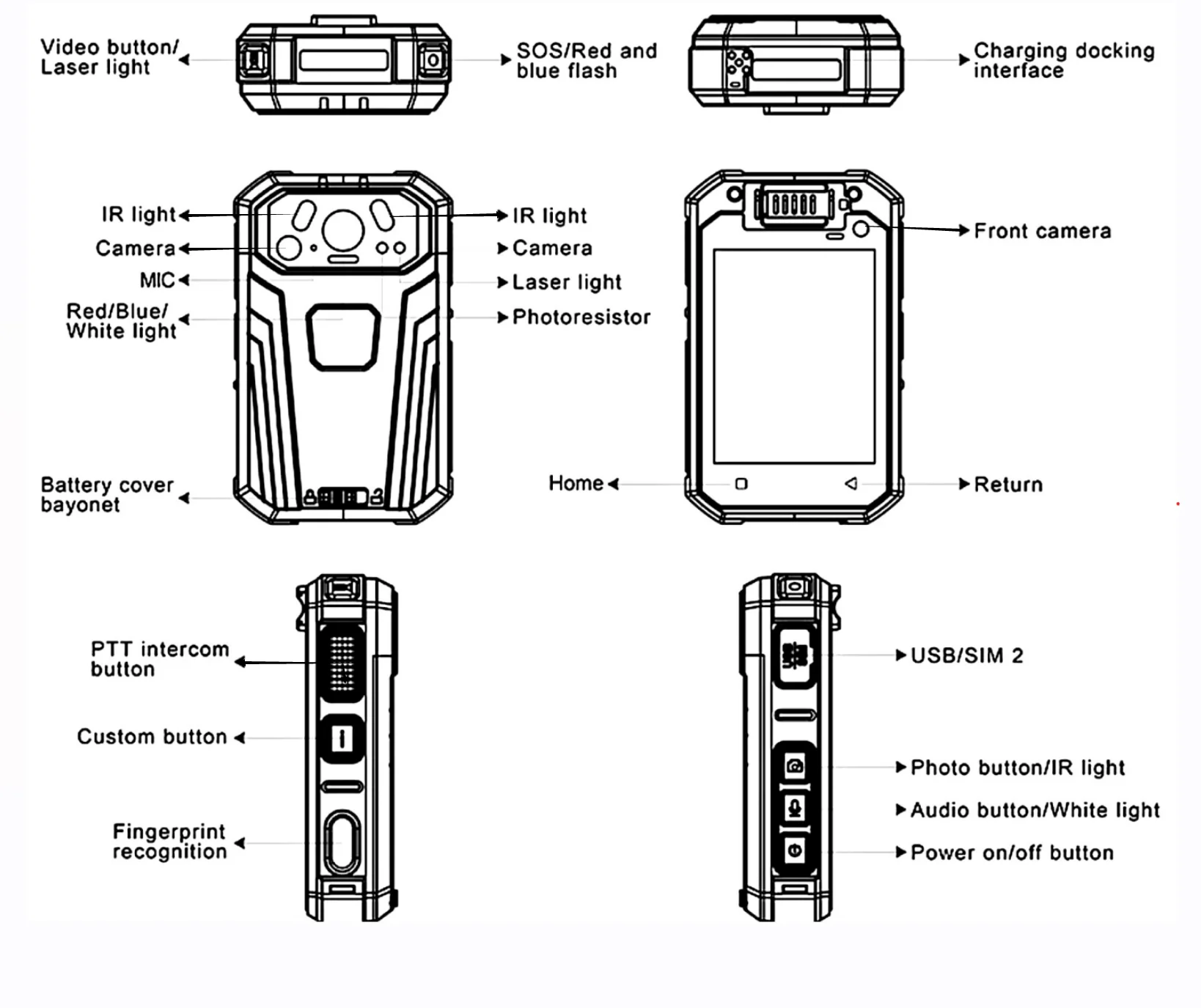 Loop Recording Camera LTE 4G Body Camera Android System Platform to ...