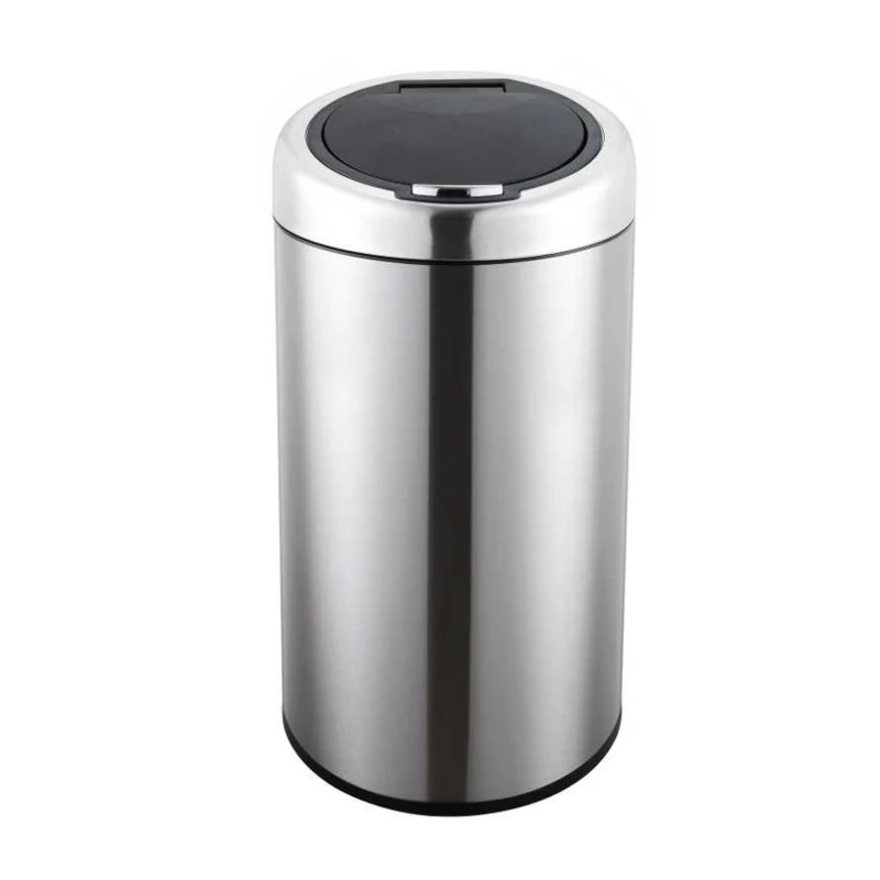 Plastic Waste Bin Stainless Steel Kitchen Hotel Push Dustbin One Touch ...
