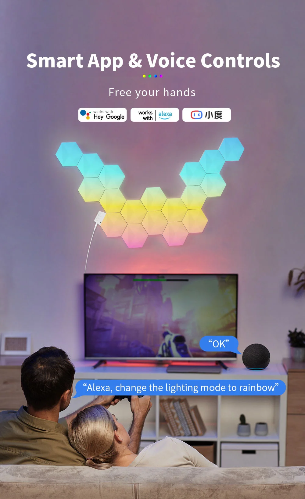 CL Lighting RGB Magic Color Hexagonal Gaming LED Lights