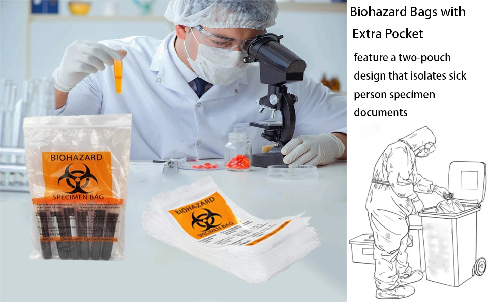 Customized Lab Biodegradable Biohazard Specimen Transport Bags For ...