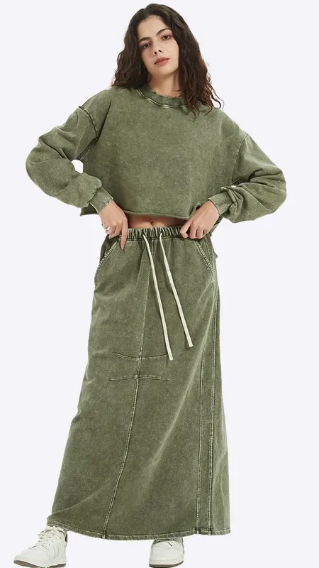 Fashion 100% Cotton Fall Women's Sets Sweatsuits Sets Women Washed ...