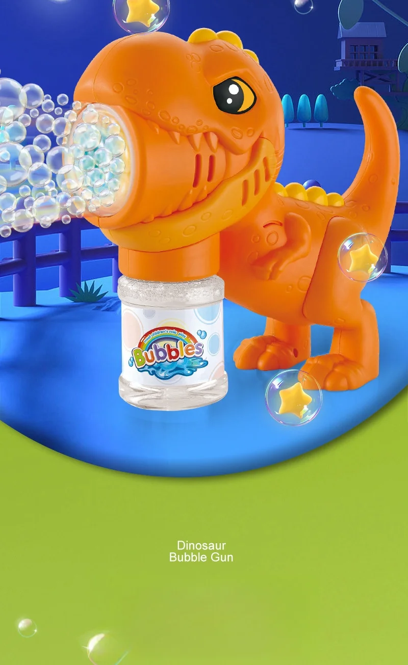 Allogogo Dinosaur Bubble Gun Electric Blowing Bubble Machine For Kids Outdoor Dinosaur Bubble ...