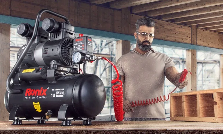 Ronix Rc-1012 Silent & Oil Free 1.7hp 10l Portable Mini Industrial Air Compressor Machine For ...