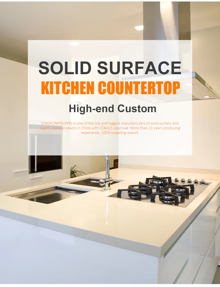 KKR Solid Surface Countertop Kitchen Worktop Solid Surface Kitchen Countertops Kitchen Island ...