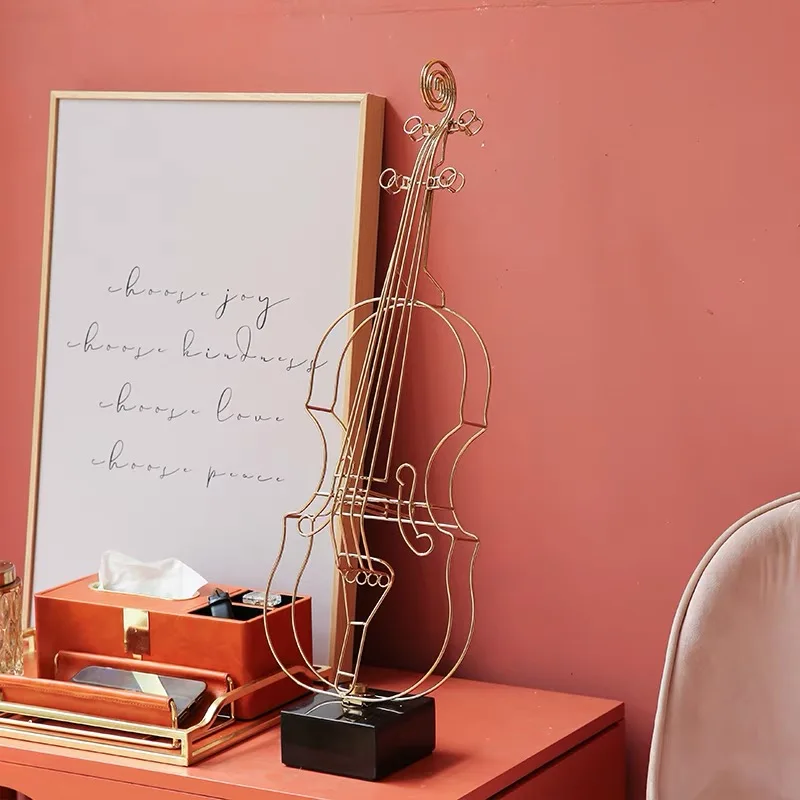 Modern Luxury Table Decorations Metal Art Violin Decor Violin Ornament ...