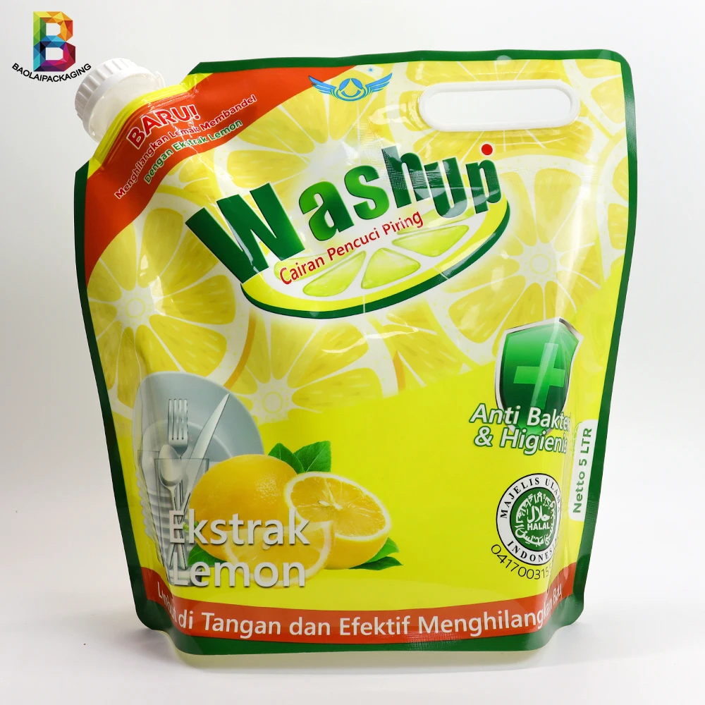 Custom Stand up Pouch Liquid Laundry Detergent Spout Pouch Washing ...