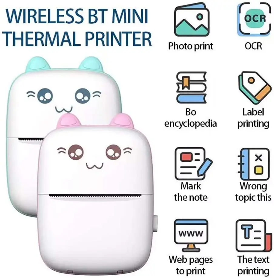 Pocket Mini Printer Wireless BT Thermal Printers for Smartphone ...