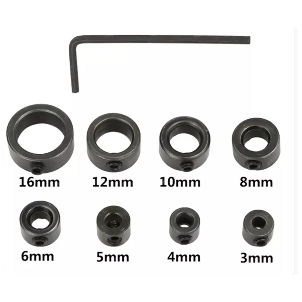 3-16mm Drill Shaft Depth Stop Collar Ring Set Woodworking Drill Bit ...