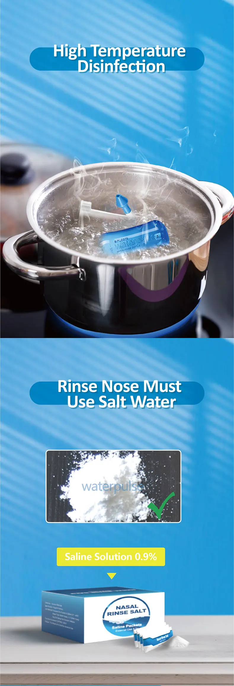 Waterpulse Sinucare Saline Nose Washing Irrigator for Adults & Kids ...