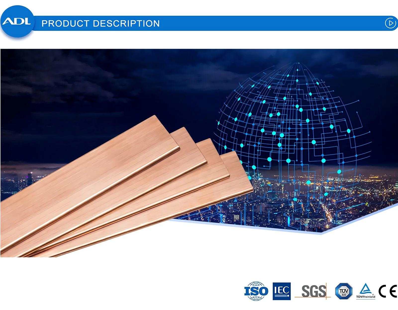 Adl 99.99% Pure And High Conductivity Electrical Tinned Copper Busbar ...