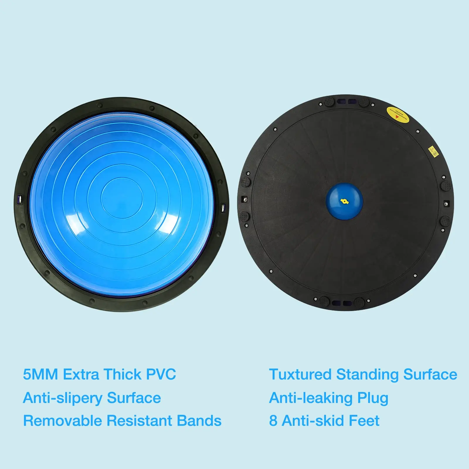 46/58/63CM Half Yoga Exercise Ball with Resistance Bands ABS Material ...