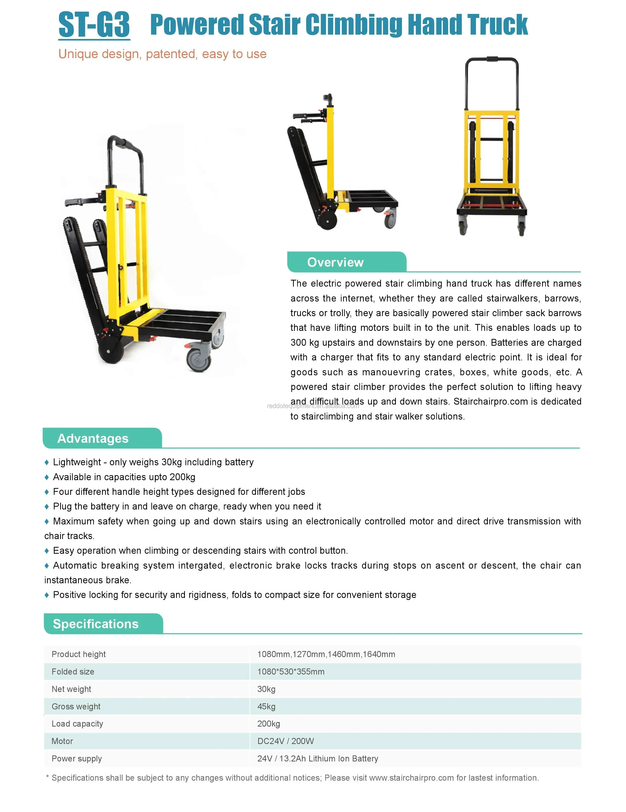 Trolley Dolly Stair Climber - Portable 4 Wheels Hand Cart
