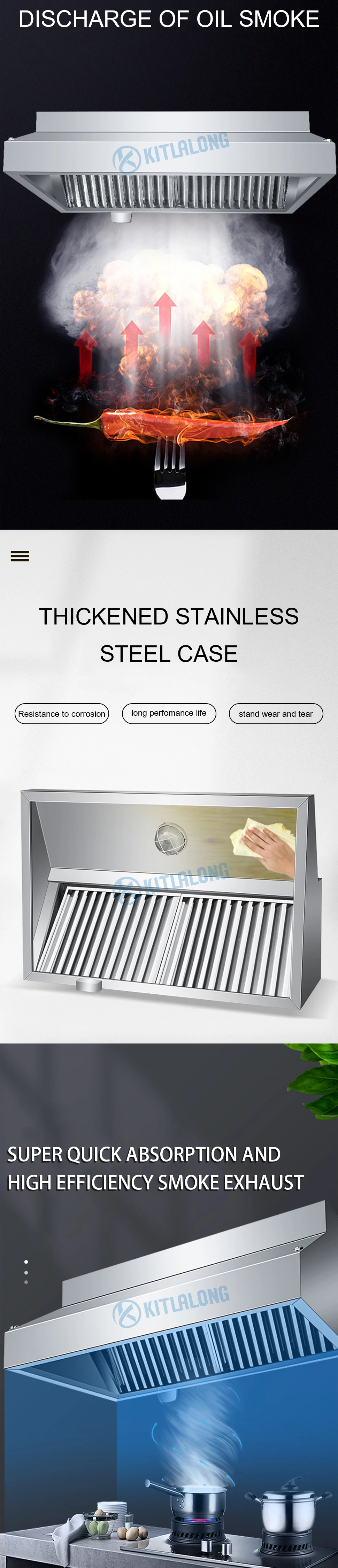 Commercial Stainless Steel Cooker Smoke Exhaust Vent Hood