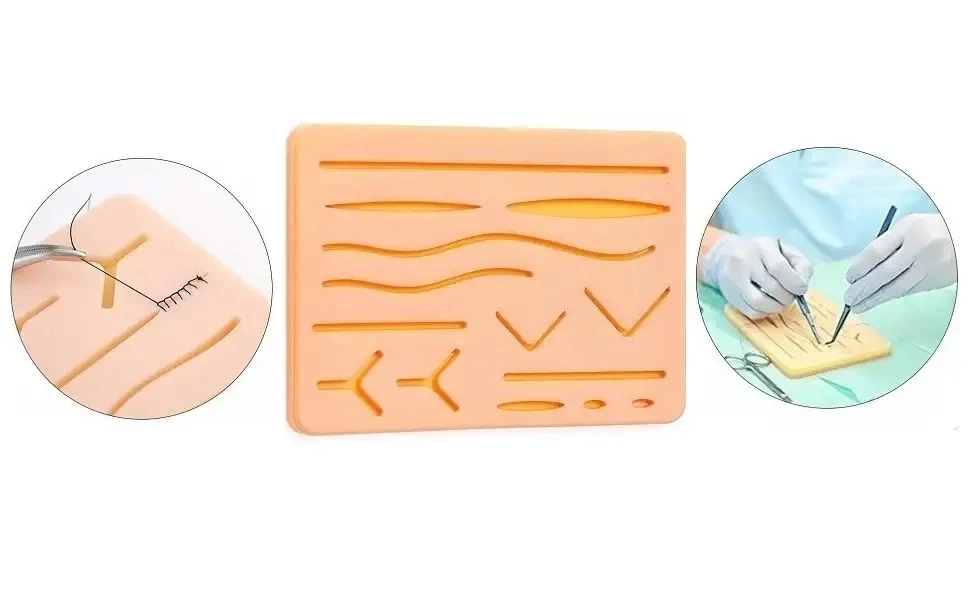 Suture Practice Kit Reusable Silicon Suture Pad 3 Layer With 14 Wound ...