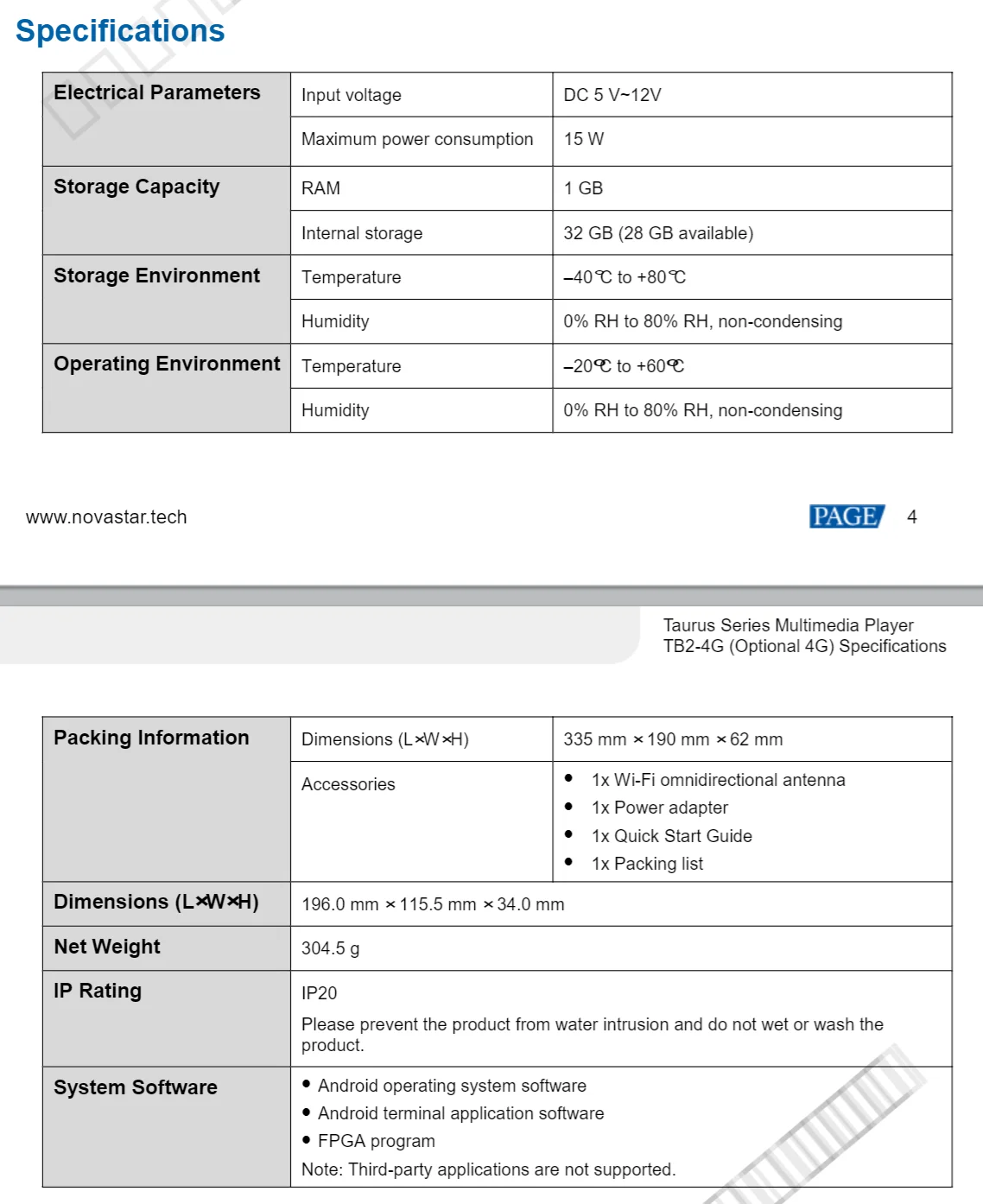 Novastar TB2-4G LED Multimedia Player - 0.65M Pixel Capacity