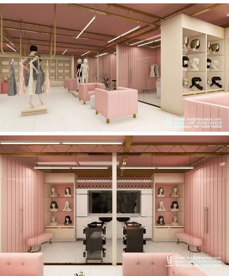 Lianyi Luxury Shop Interior Design - Wig Stand Display Cabinet