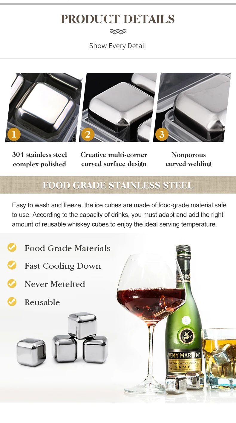 Customized Metal Ice Cubes Gift Set - Premium Whisky Chilling Stones