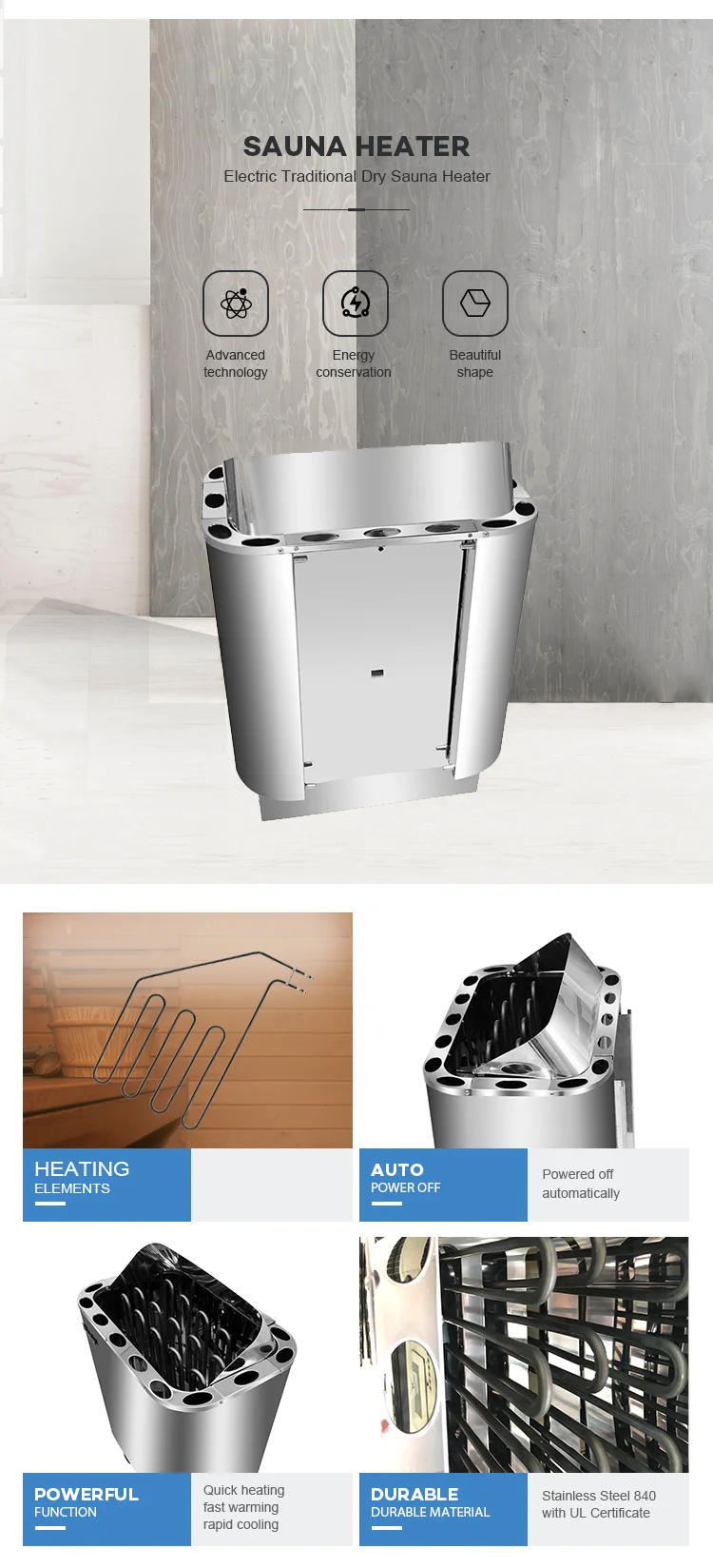 6KW Modern Design Dry Steam Sauna Heater Rocks Sauna Room Accessory ...