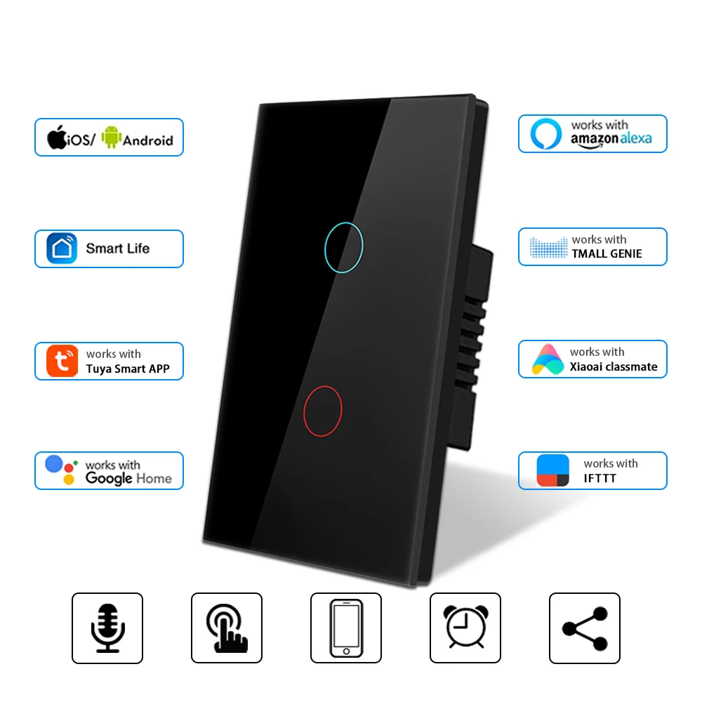 Tuya Smart Wall Switch - Wi-Fi Remote Control for 110V 220V