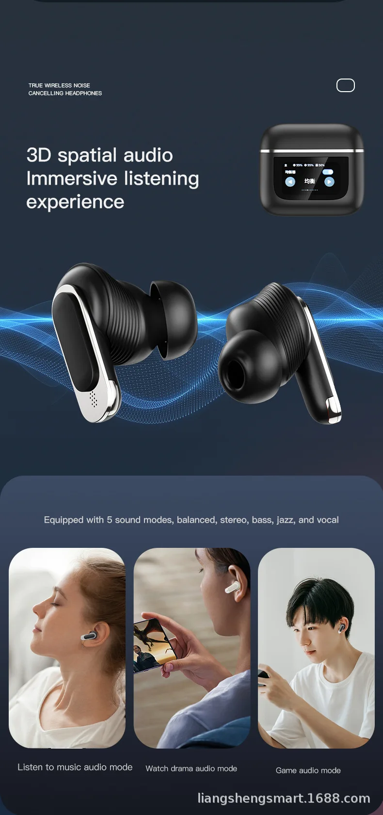 Anc True Wireless Earphones Noise Cancelling Bluetooth Headphones ...