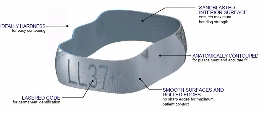 Orthodontic Premolar Bicuspid Bands Welded with Brackets