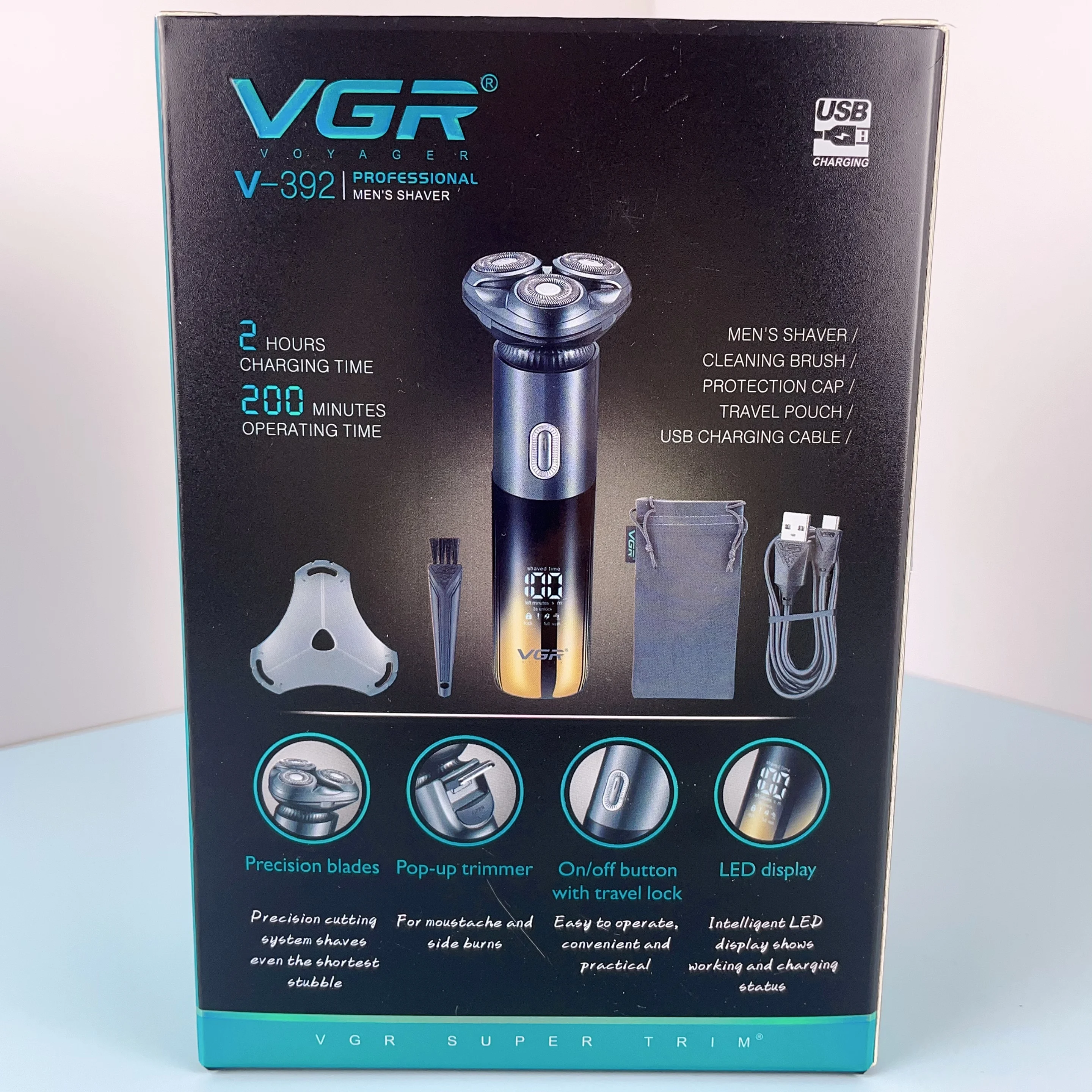 Vgr V-392 Triple Rotarty Cordless Rechargeable Professional Hair Clipper