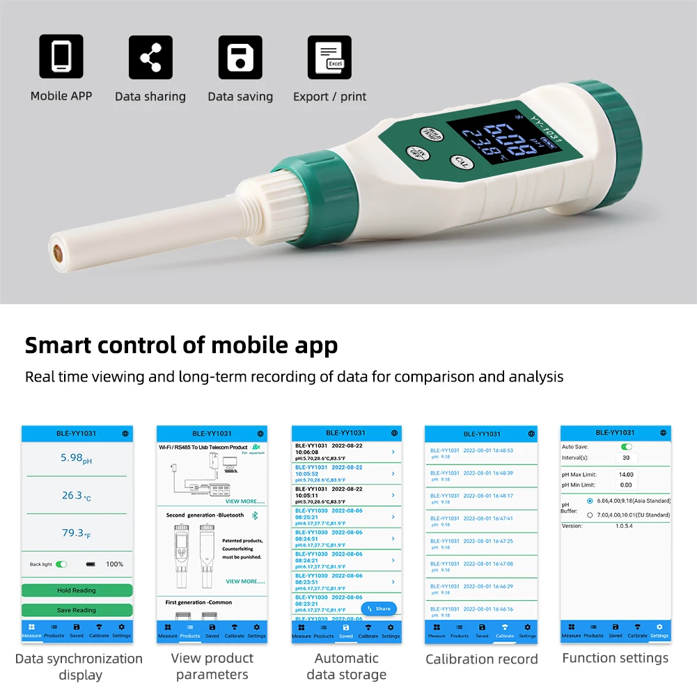 Backlit Lcd Display Bluetooth Ph Meter With Atc High Accuracy Ph Tester ...
