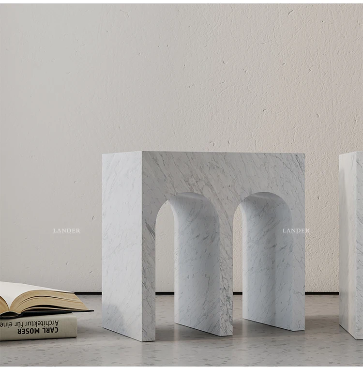 Modern Cararra White Bedroom Side Table Marble Custom Design Sofa Cubic ...