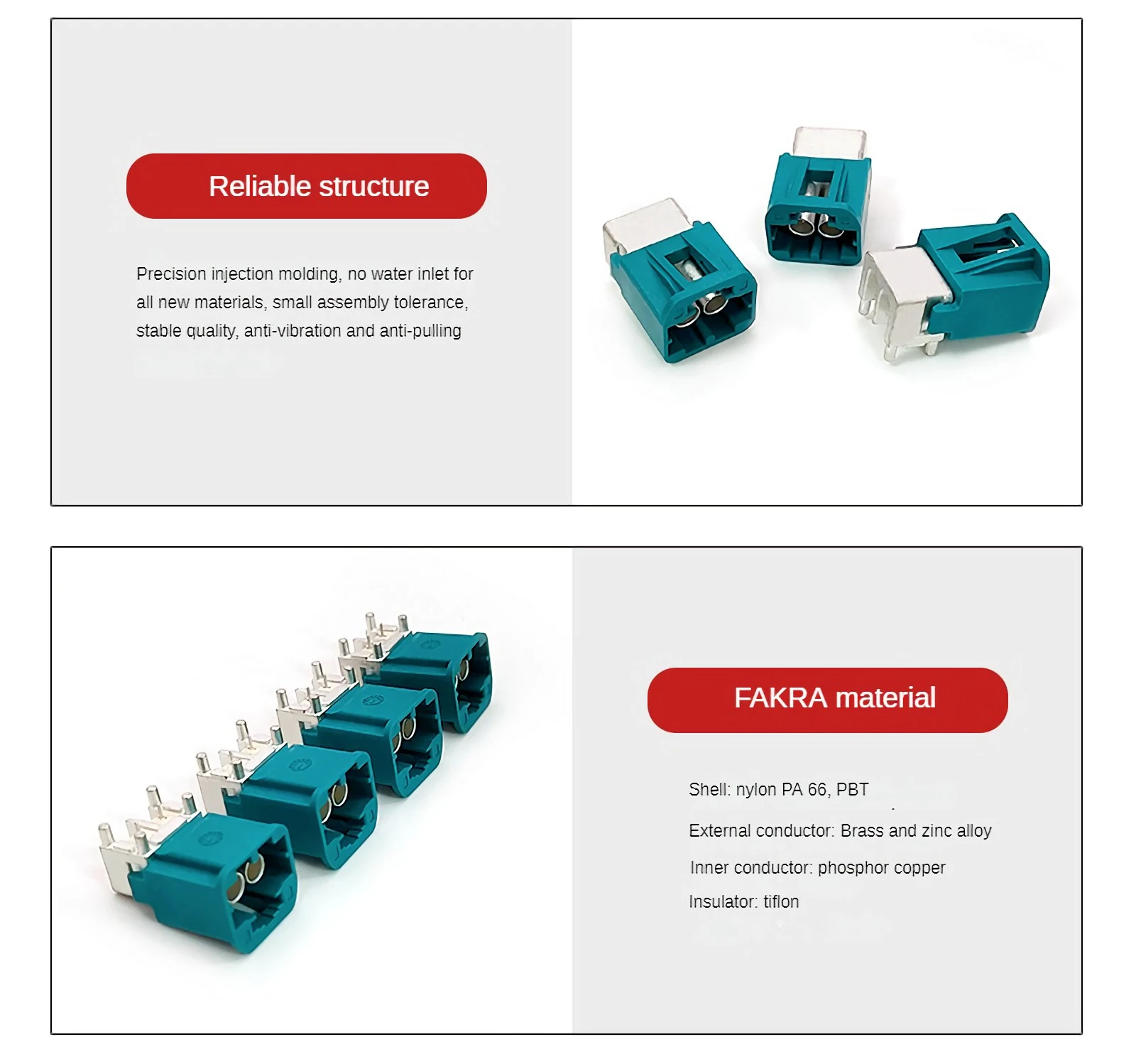 Customizable Mini Fakra Double Hole Board End Connector For Trolley ...