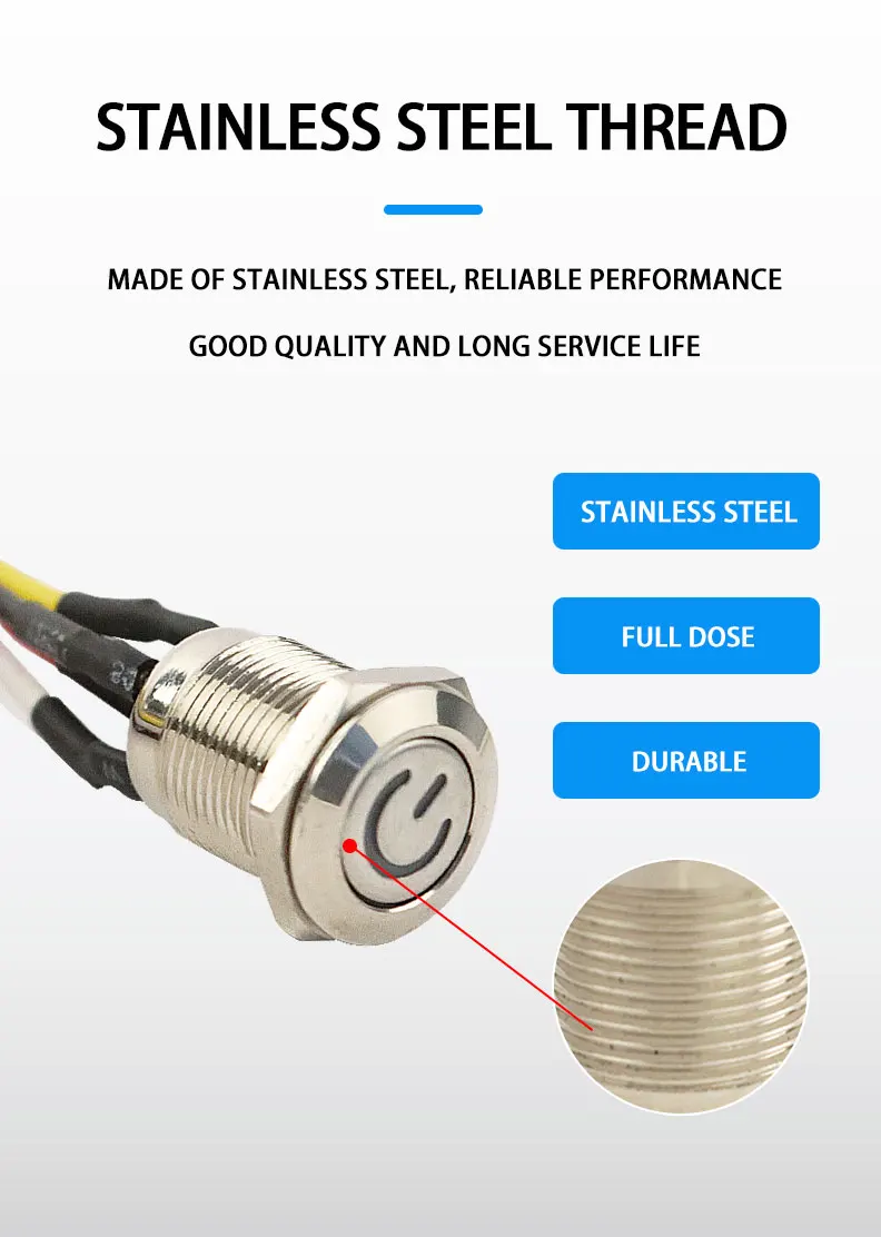 12mm 16mm 19mm 22mm Momentary Push Button Switch 5v 12v