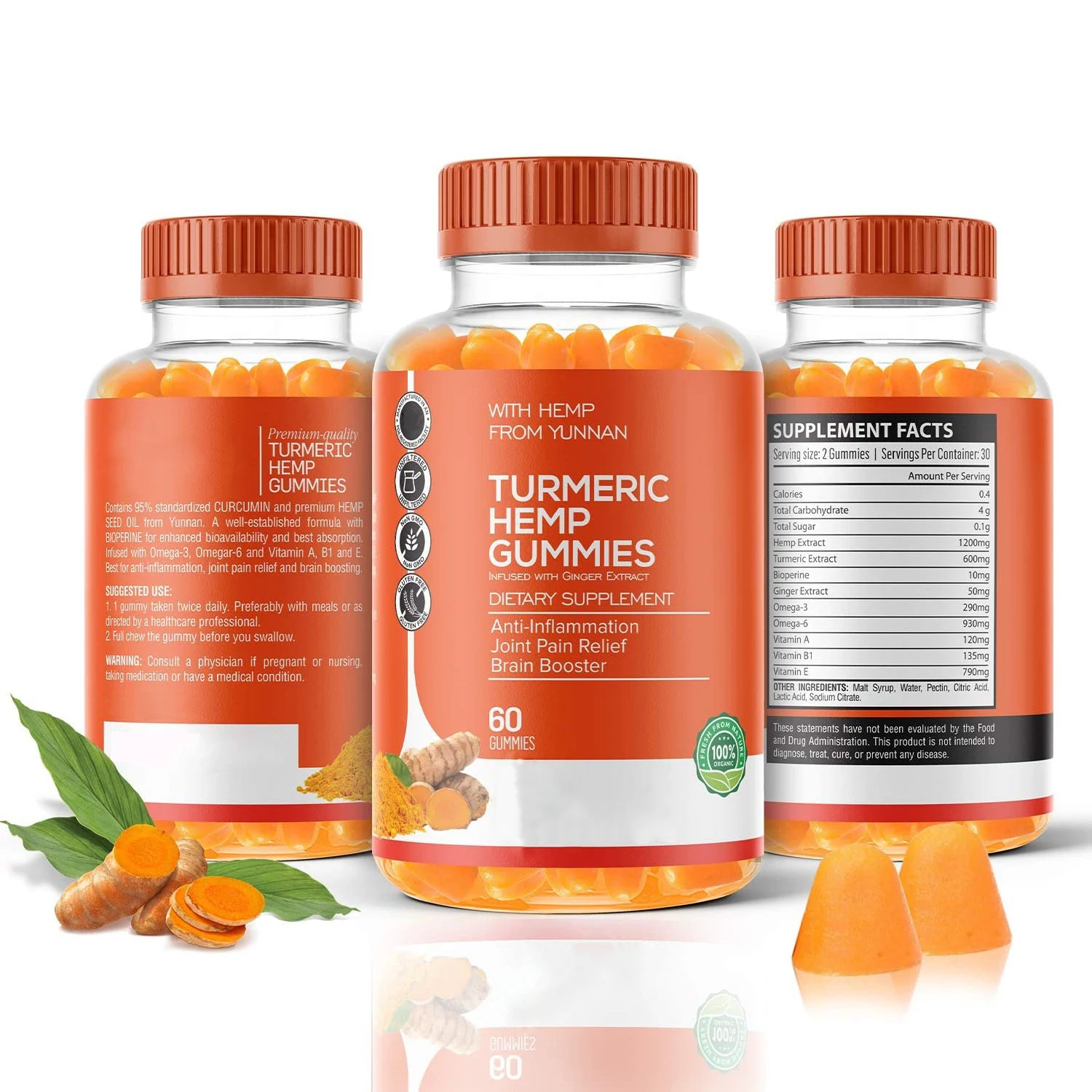 Turmeric Gummy Health Supplements Pain Relax Joint Heart Immune Support ...