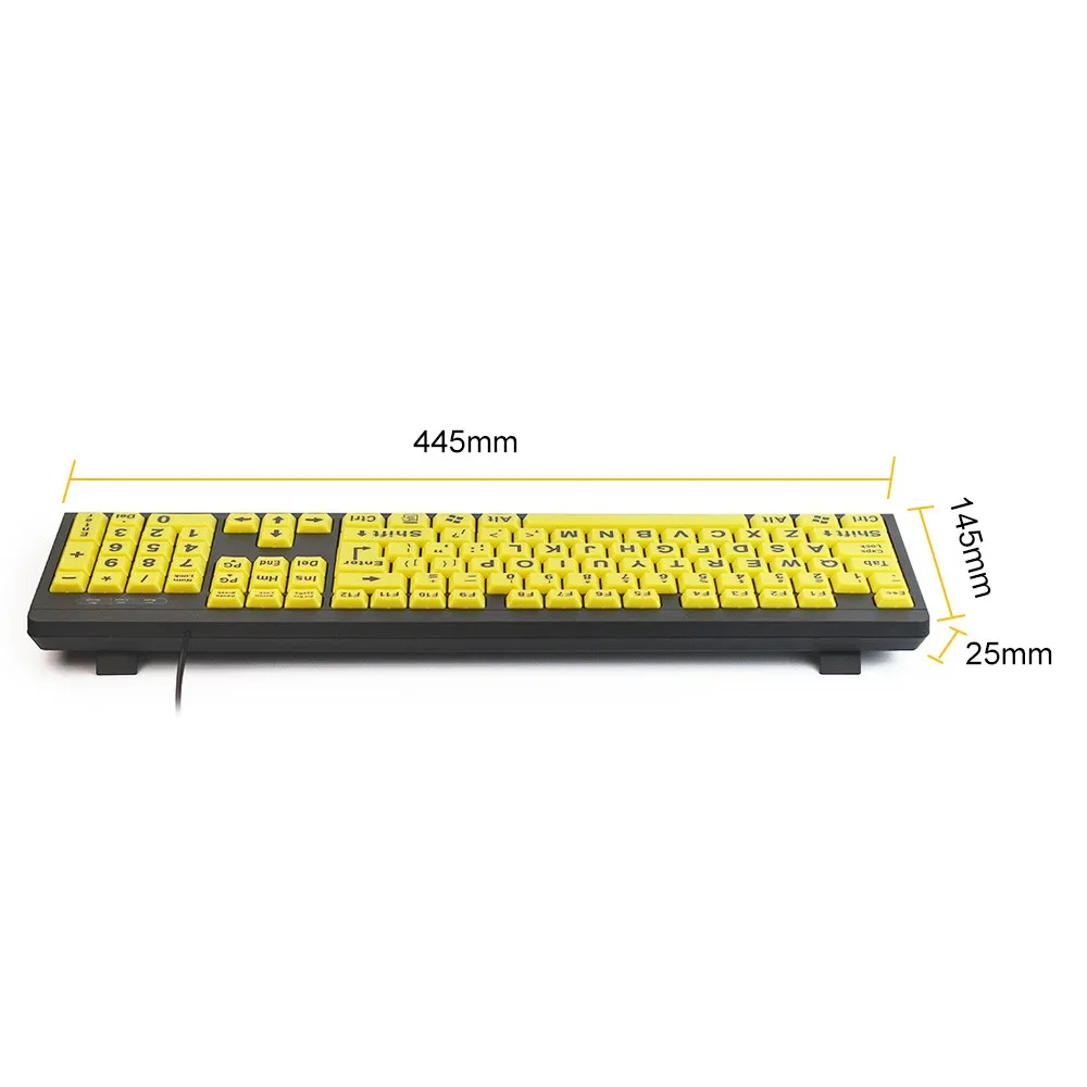 Large Print Low Vision Users High Contrast Wired Usb Keyboards 104 Keys ...