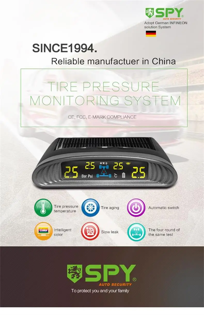 In stock SPY V10 solar power TMPS tire pressure monitoring system with internal sensor Products ...