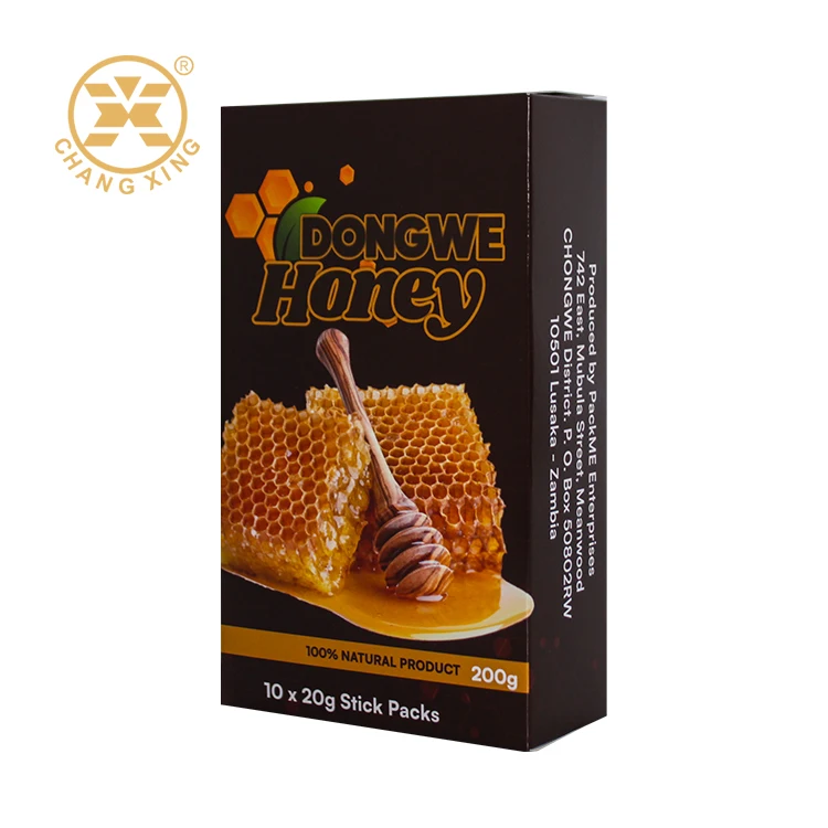 Custom Folding Honey Sticks Packing Box 200g 400g Honey Bees Sachet ...