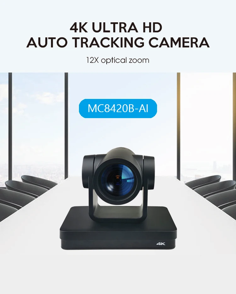 UHD 4K AI Auto Tracking PTZ Camera for Conference Rooms
