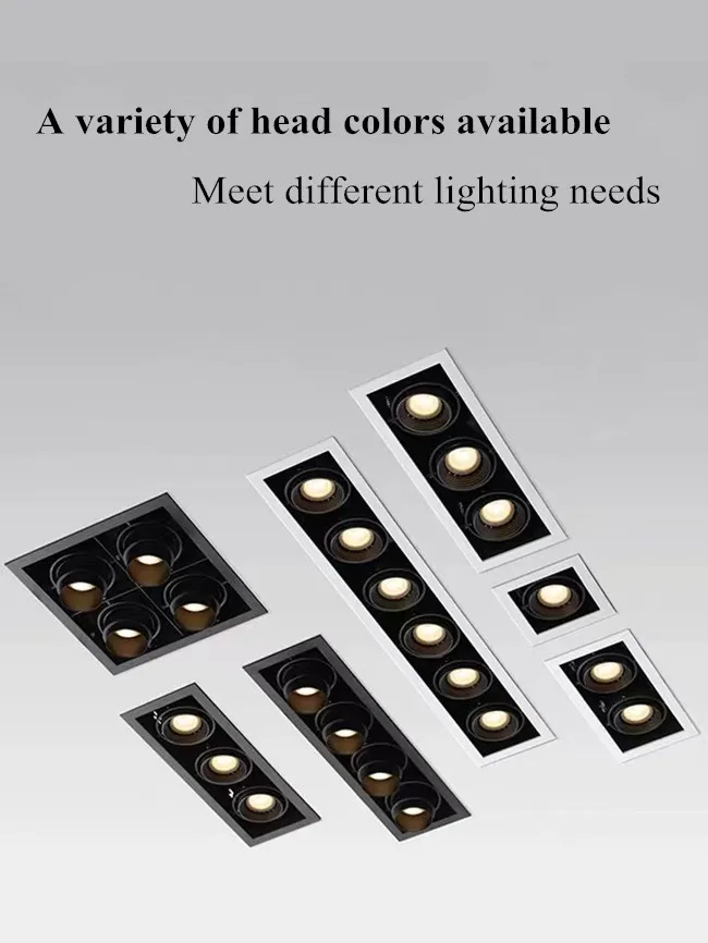 Double Head 12w Ceiling Recessed Mounted Rectangle Cob Led Grille ...