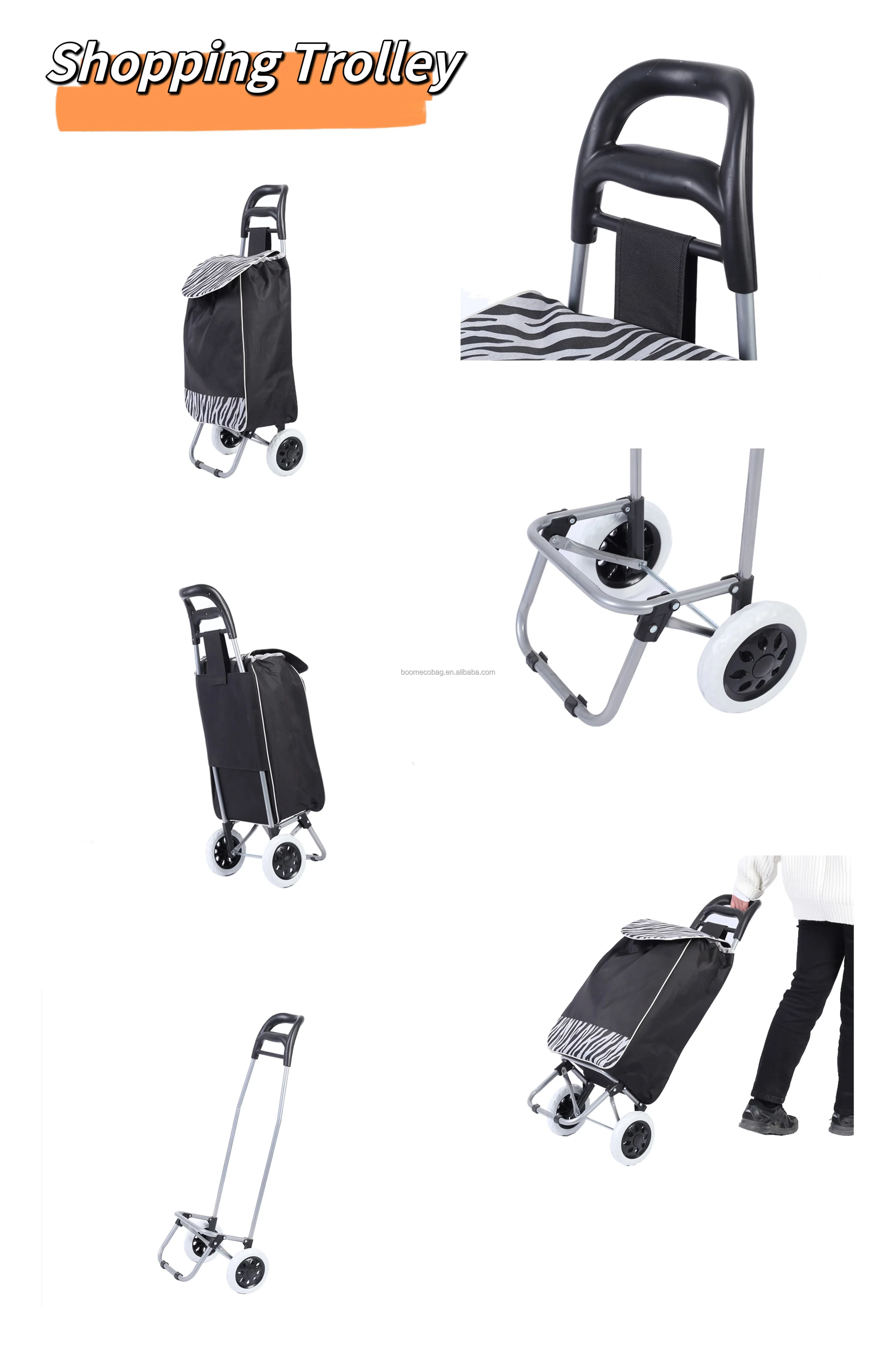 Portable Custom Supermarket Shopping Trolley Bag Folding Shopping ...