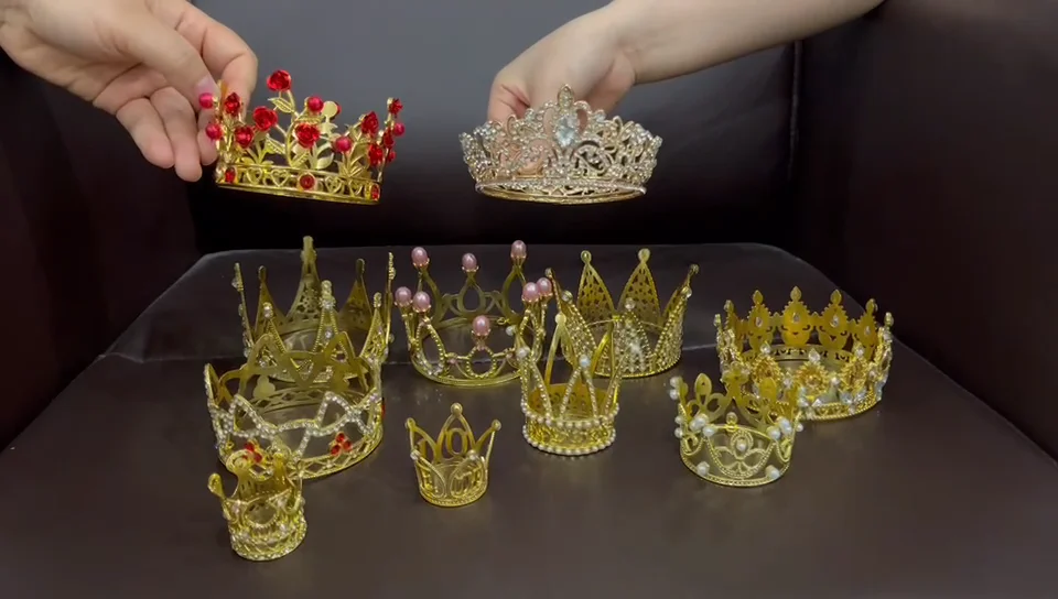 Mini Crystal Bouquet Crown Beauty Crowns With Diamond Gold Shiny Crown ...