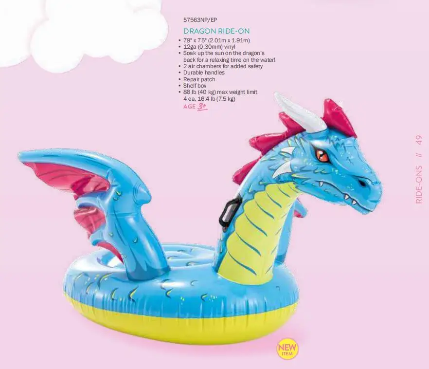Intex 57563 Inflatable Animal Dragon Floating Mat Inflatable Ride-on ...