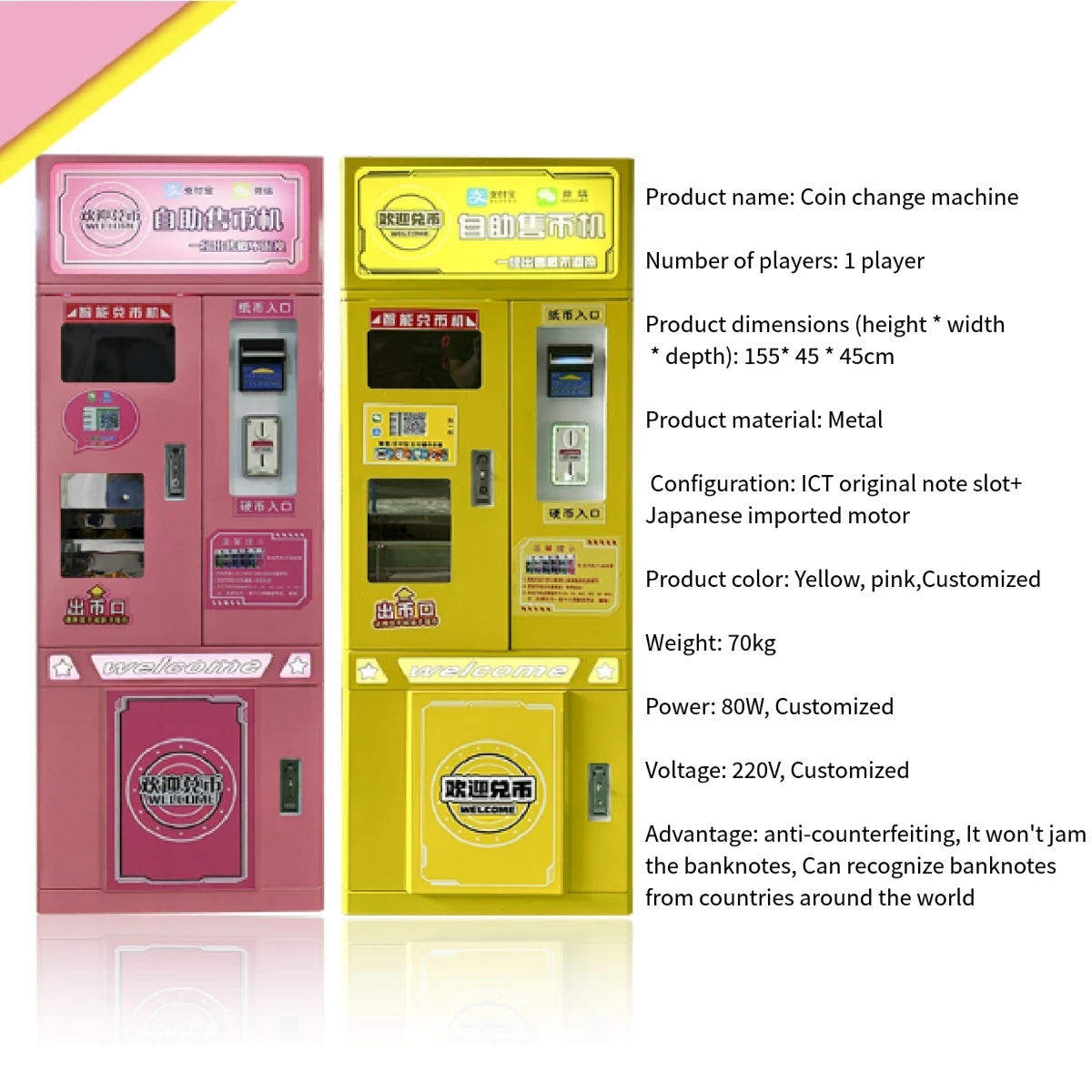 Automatic Token Coin ATM Changer Dispenser Machine Currency Coin ...